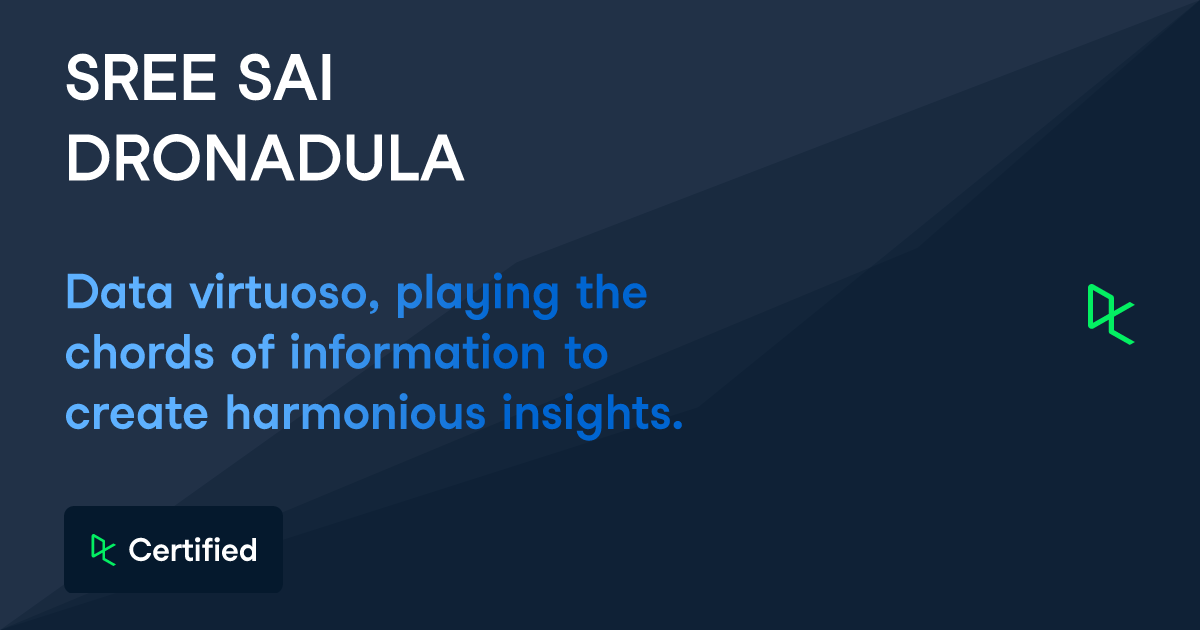 SREE SAI DRONADULA - Under Graduate Student